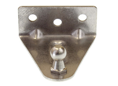 Gas strut bracket with 3 hole fixing points. Stainless steel.